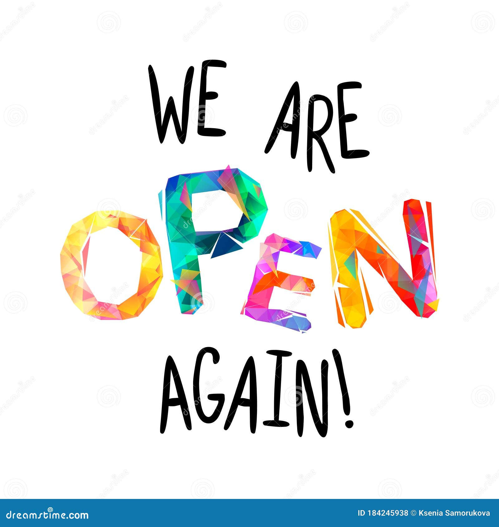 We are Open Again. Vector Words Stock Vector - Illustration of ...