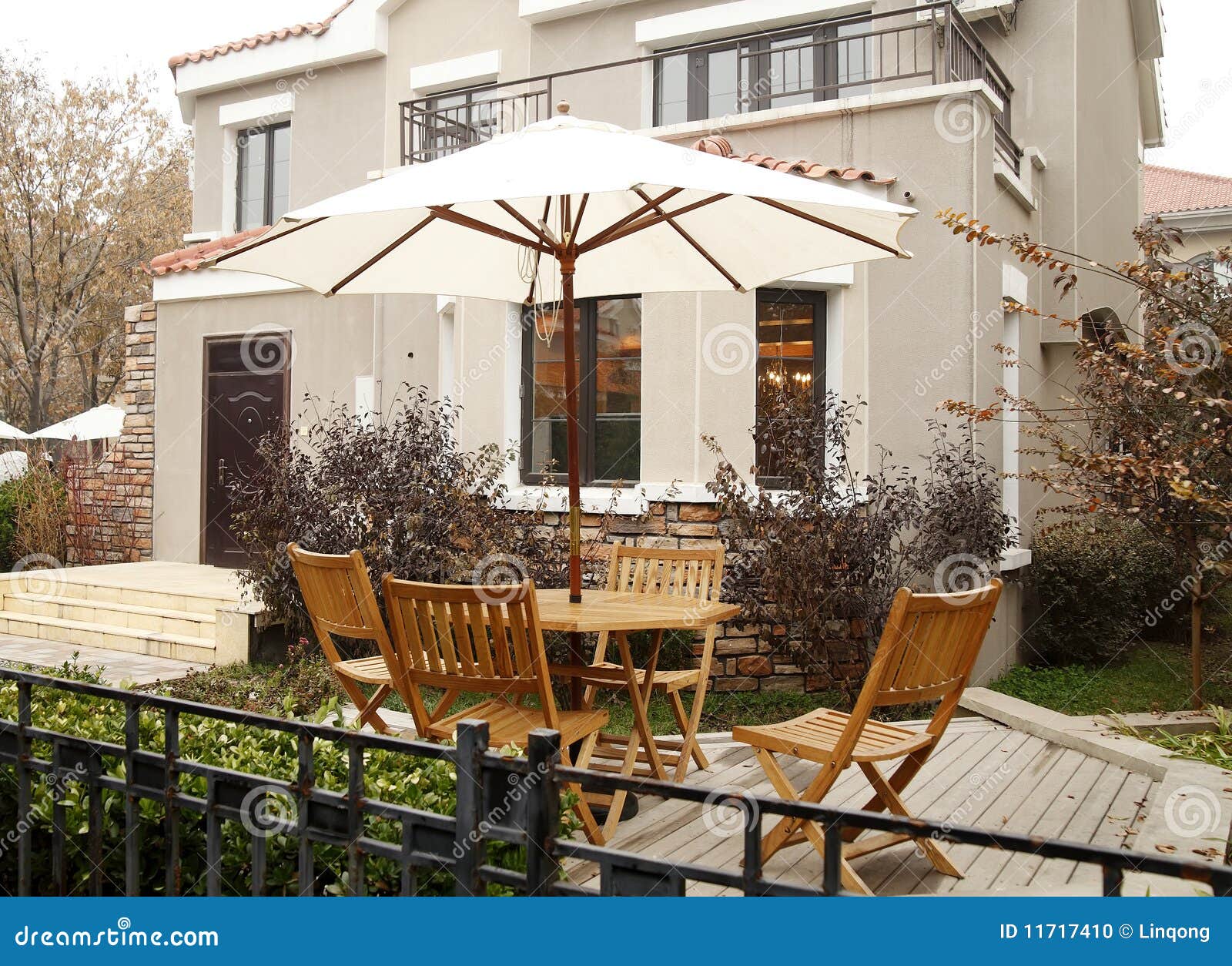 Open-air cafe in the villa stock photo. Image of season - 11717410