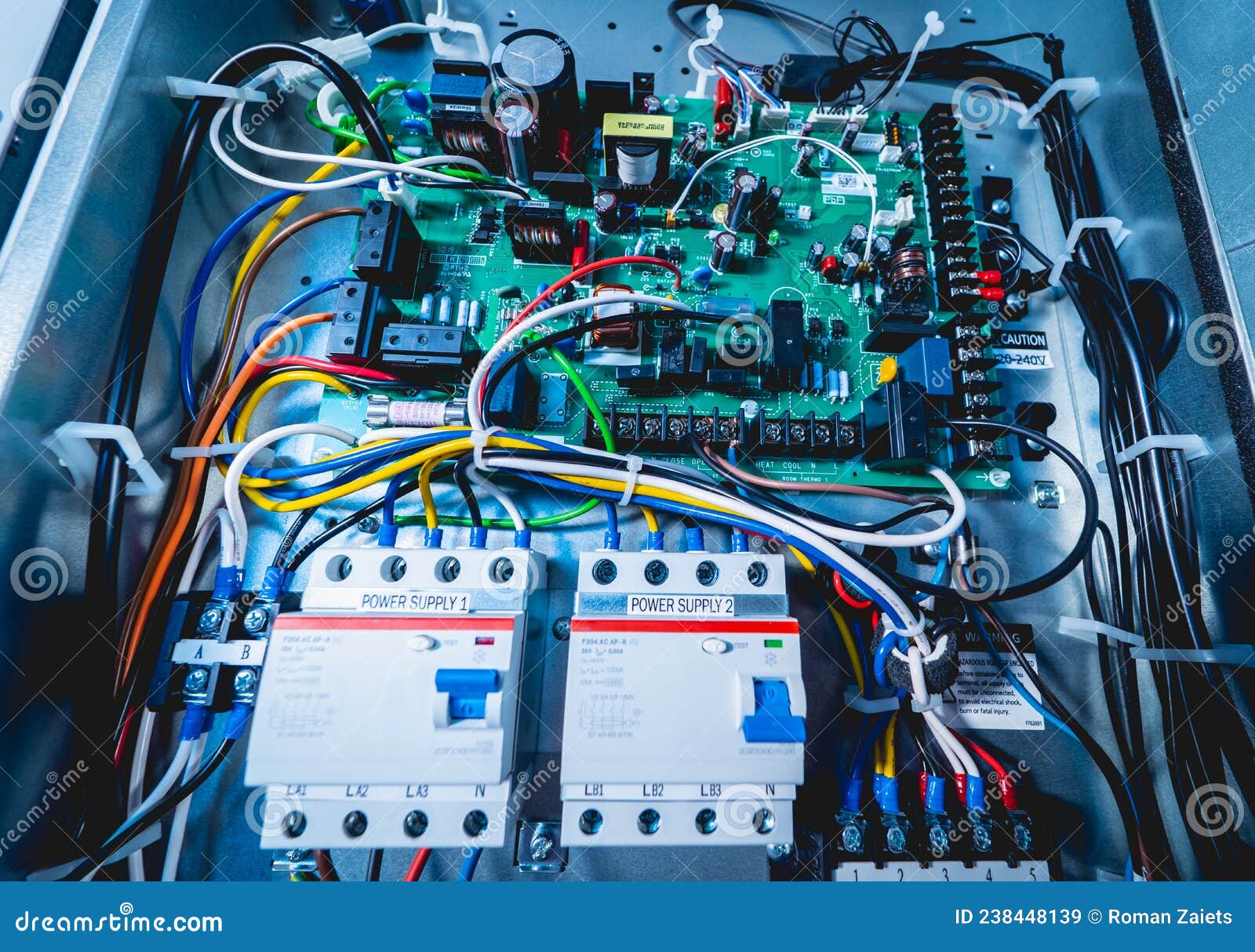 Open Air Conditioner Unit with Wires, Pipes and Electrical Equipment ...