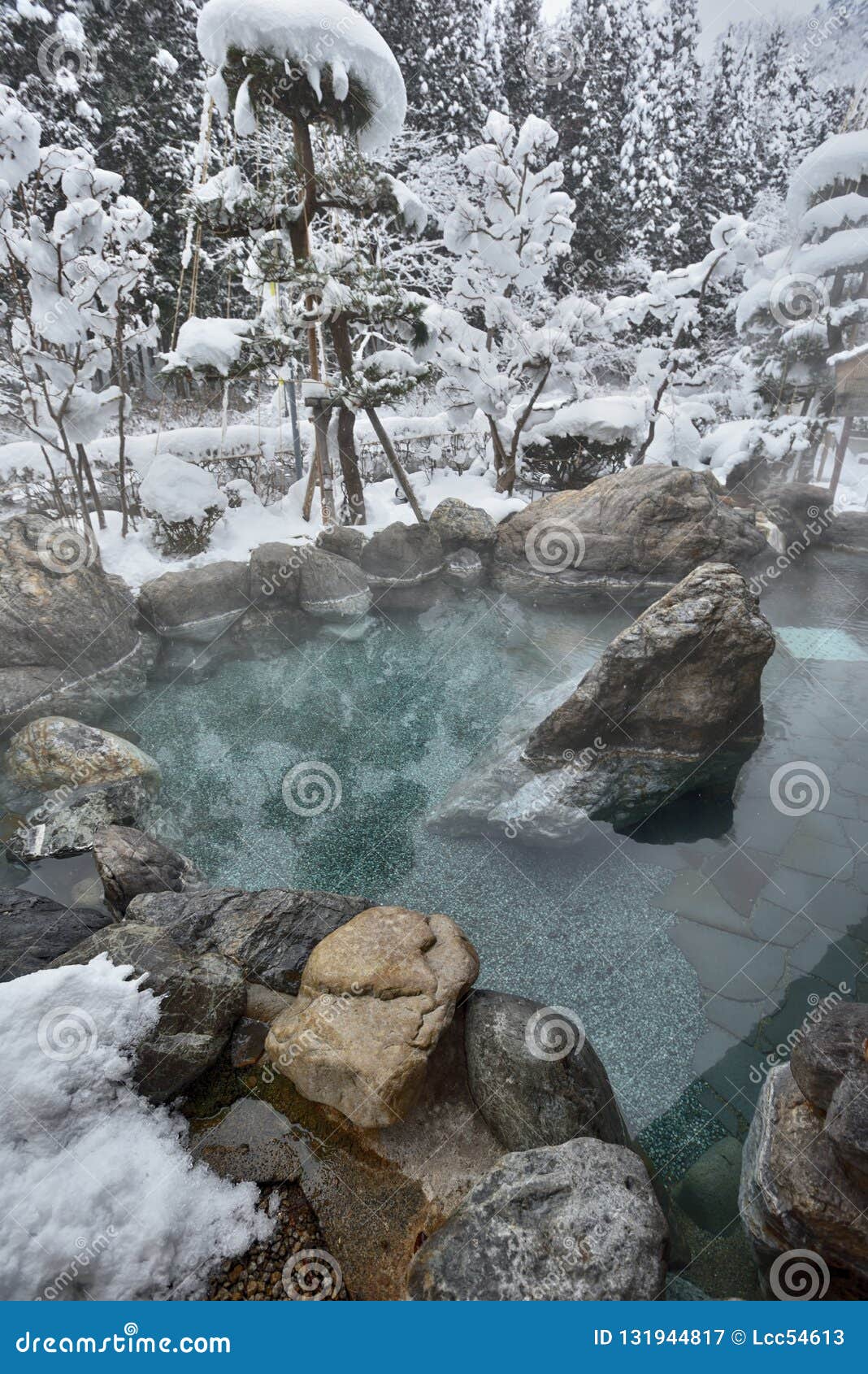 Courtyard Covered by Snow.Hot Spring with Snow Stock Image - Image of ...