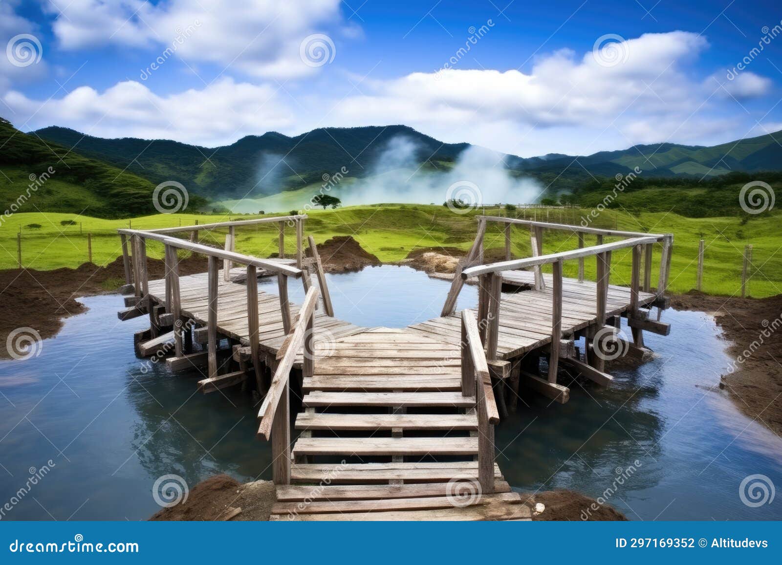 Open-air Hot Spring with Viewing Platform Stock Photo - Image of ...