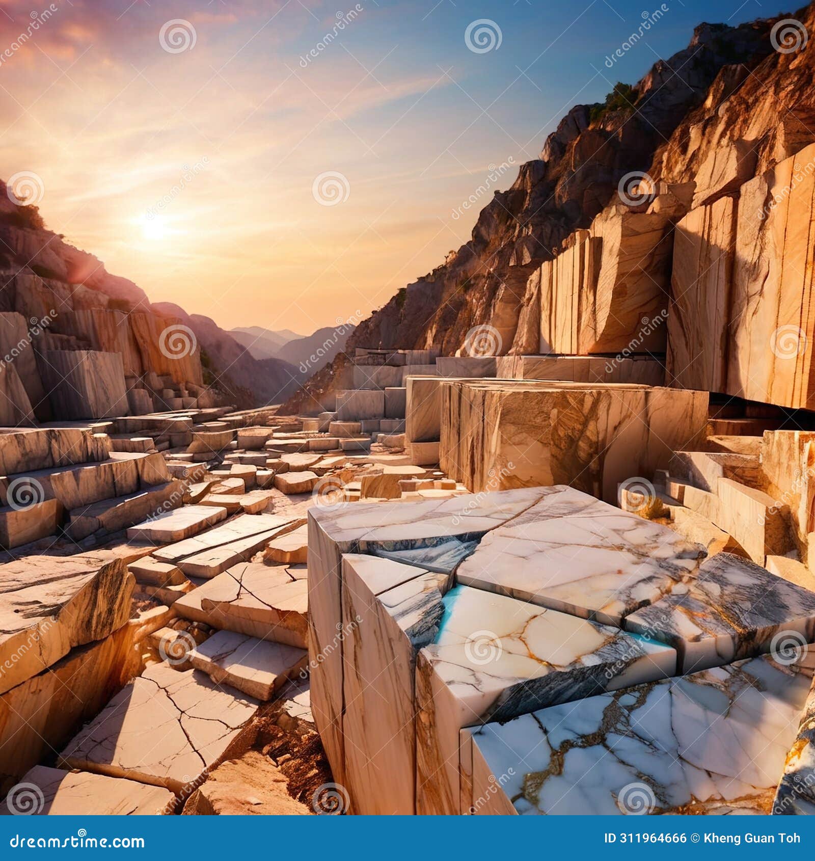 Open Air Quarry Mine with Cut Rocks for Mining and Construction Stock ...