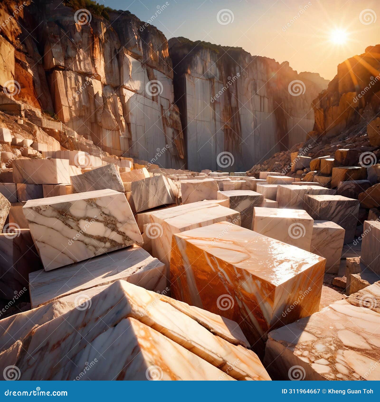 Open Air Quarry Mine with Cut Rocks for Mining and Construction Stock ...