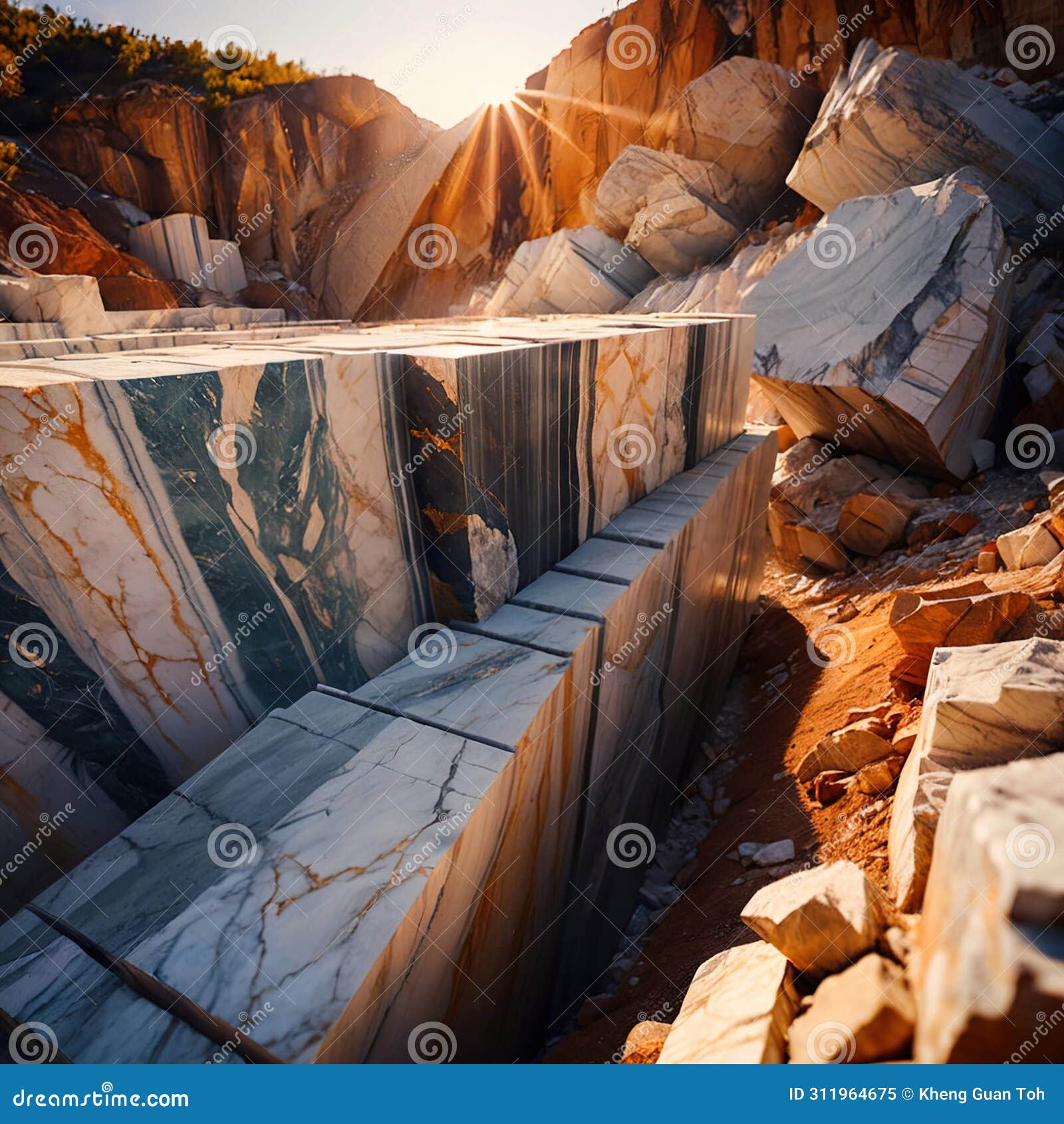Open Air Quarry Mine with Cut Rocks for Mining and Construction Stock ...