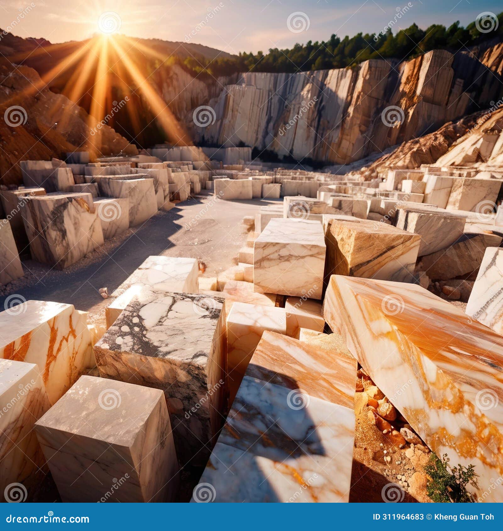 Open Air Quarry Mine with Cut Rocks for Mining and Construction Stock ...