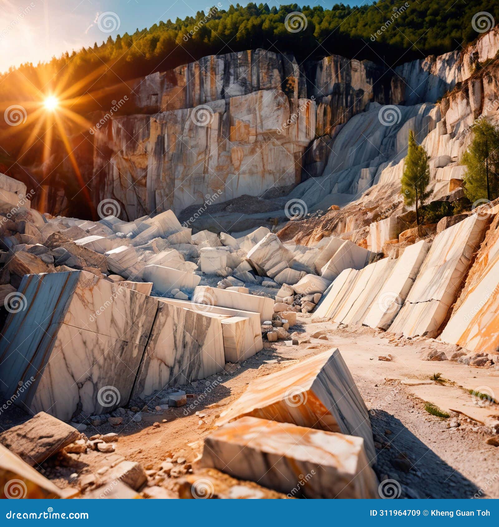 Open Air Quarry Mine with Cut Rocks for Mining and Construction Stock ...