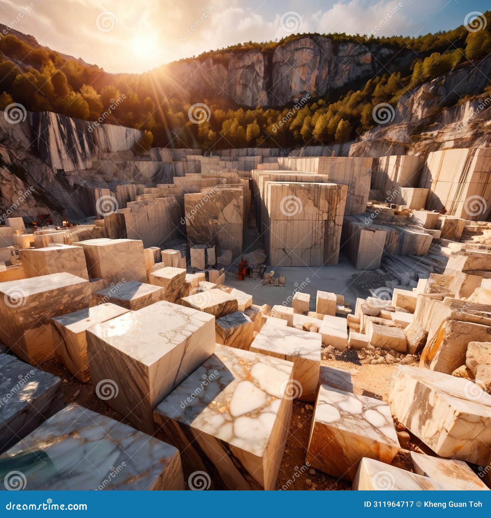 Open Air Quarry Mine with Cut Rocks for Mining and Construction Stock ...