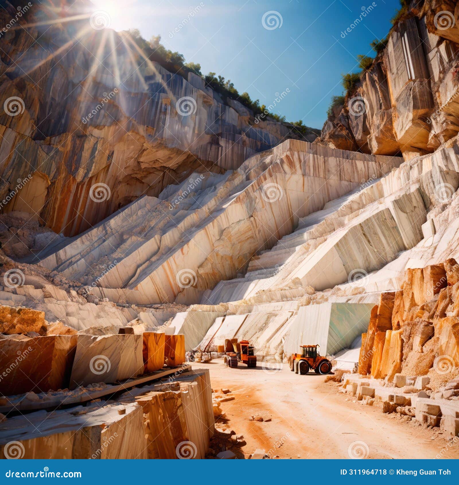 Open Air Quarry Mine with Cut Rocks for Mining and Construction Stock ...