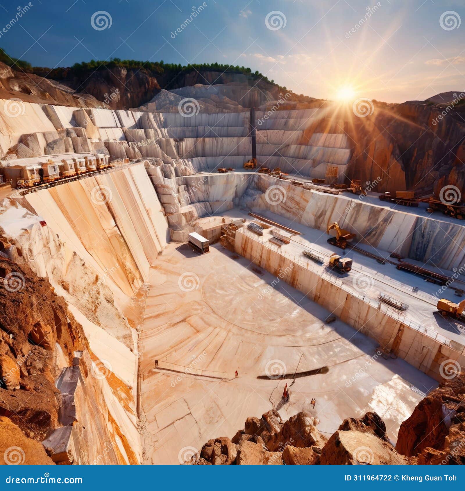 Open Air Quarry Mine with Cut Rocks for Mining and Construction Stock ...