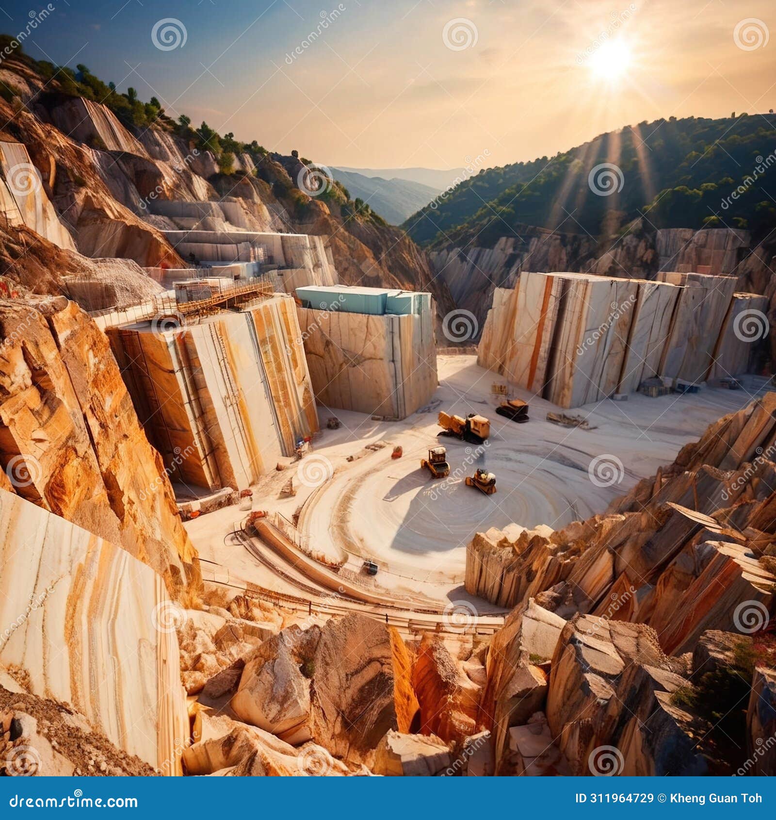 Open Air Quarry Mine with Cut Rocks for Mining and Construction Stock ...