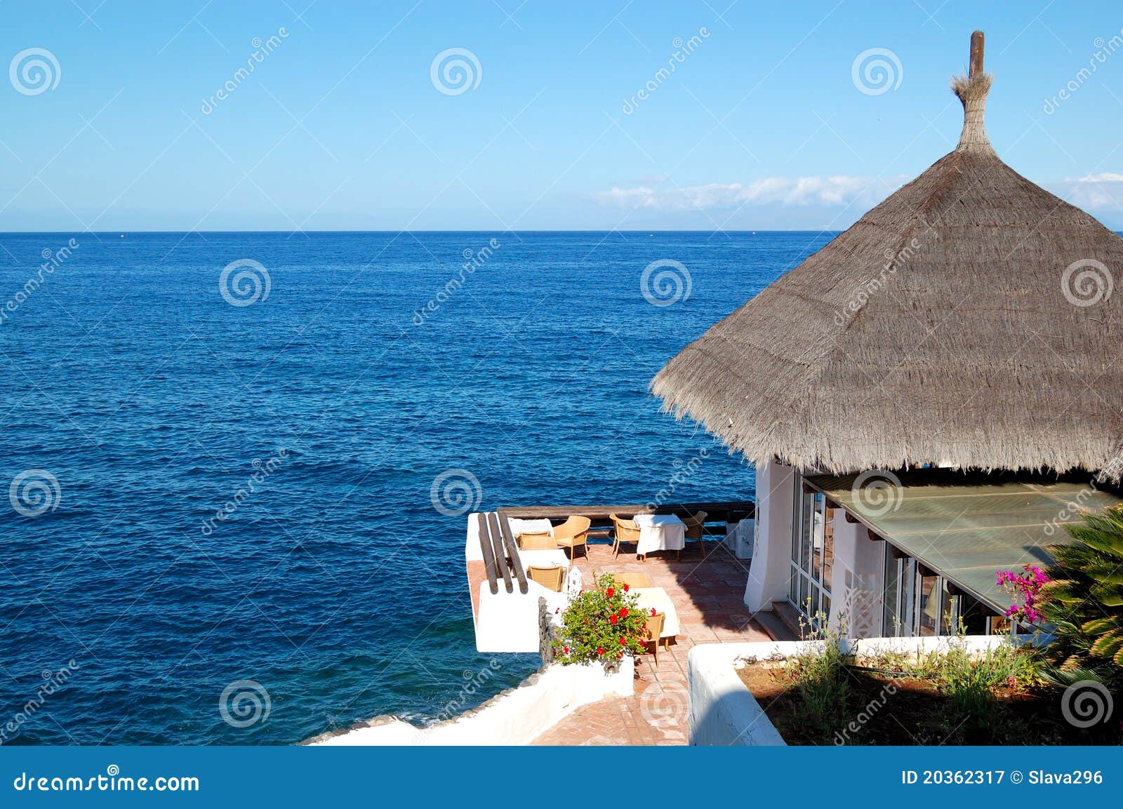 Open-air Restaurant with a View on Atlantic Ocean Stock Image - Image ...
