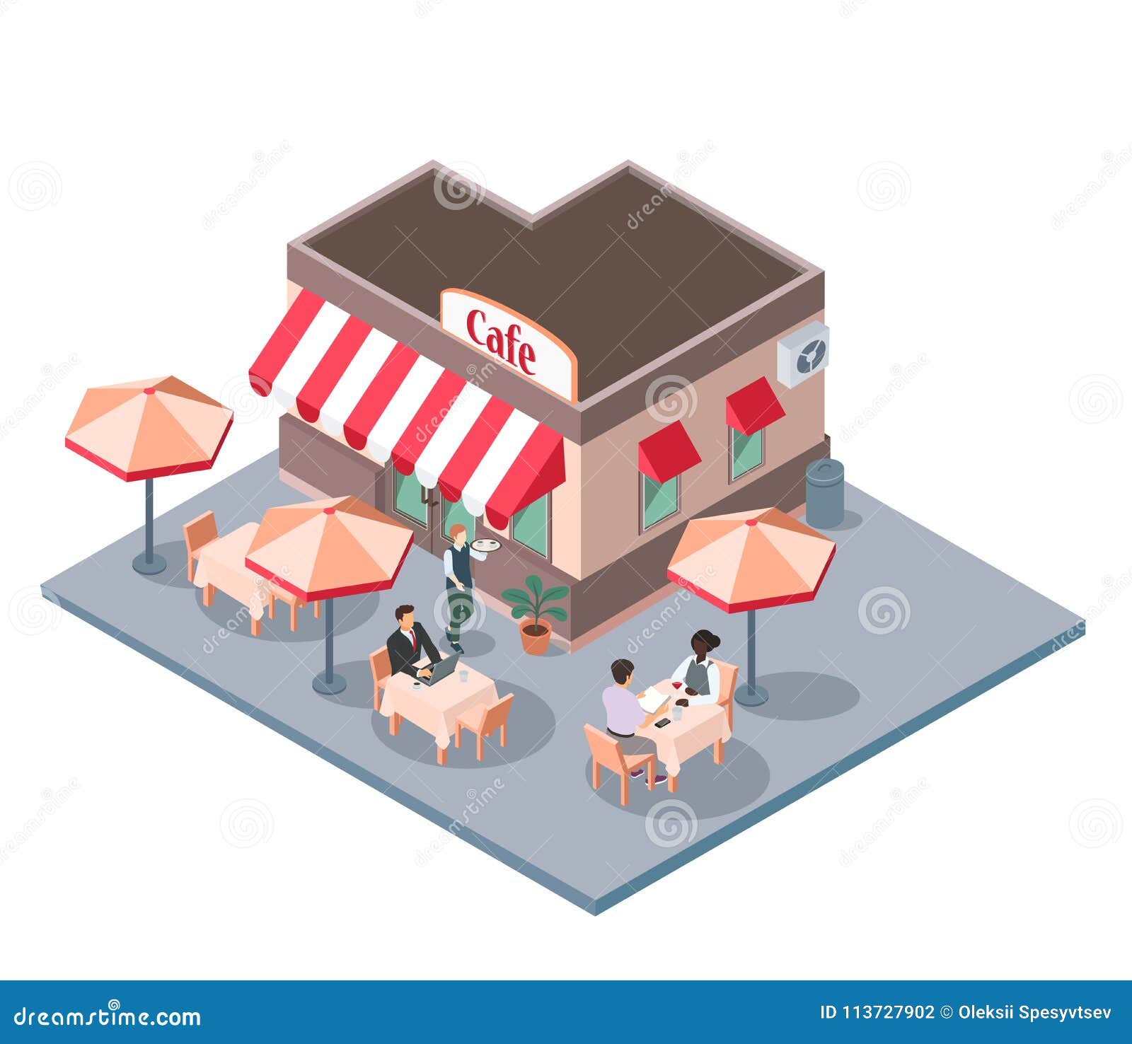Open Air or Sidewalk City Cafe, Flat Vector Isometric Stock Vector ...