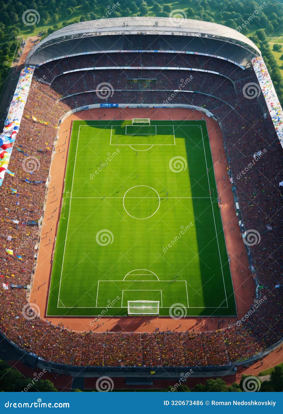 Open Air Stadium with Green Field Stock Illustration - Illustration of ...