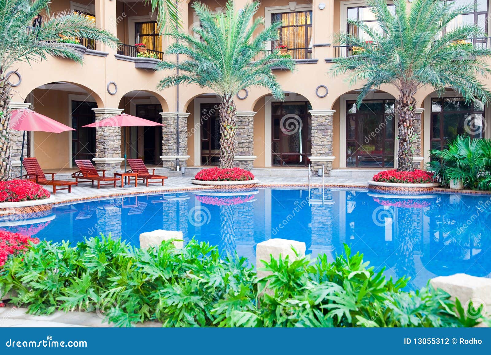 Open air swimming pool stock photo. Image of motel, color - 13055312