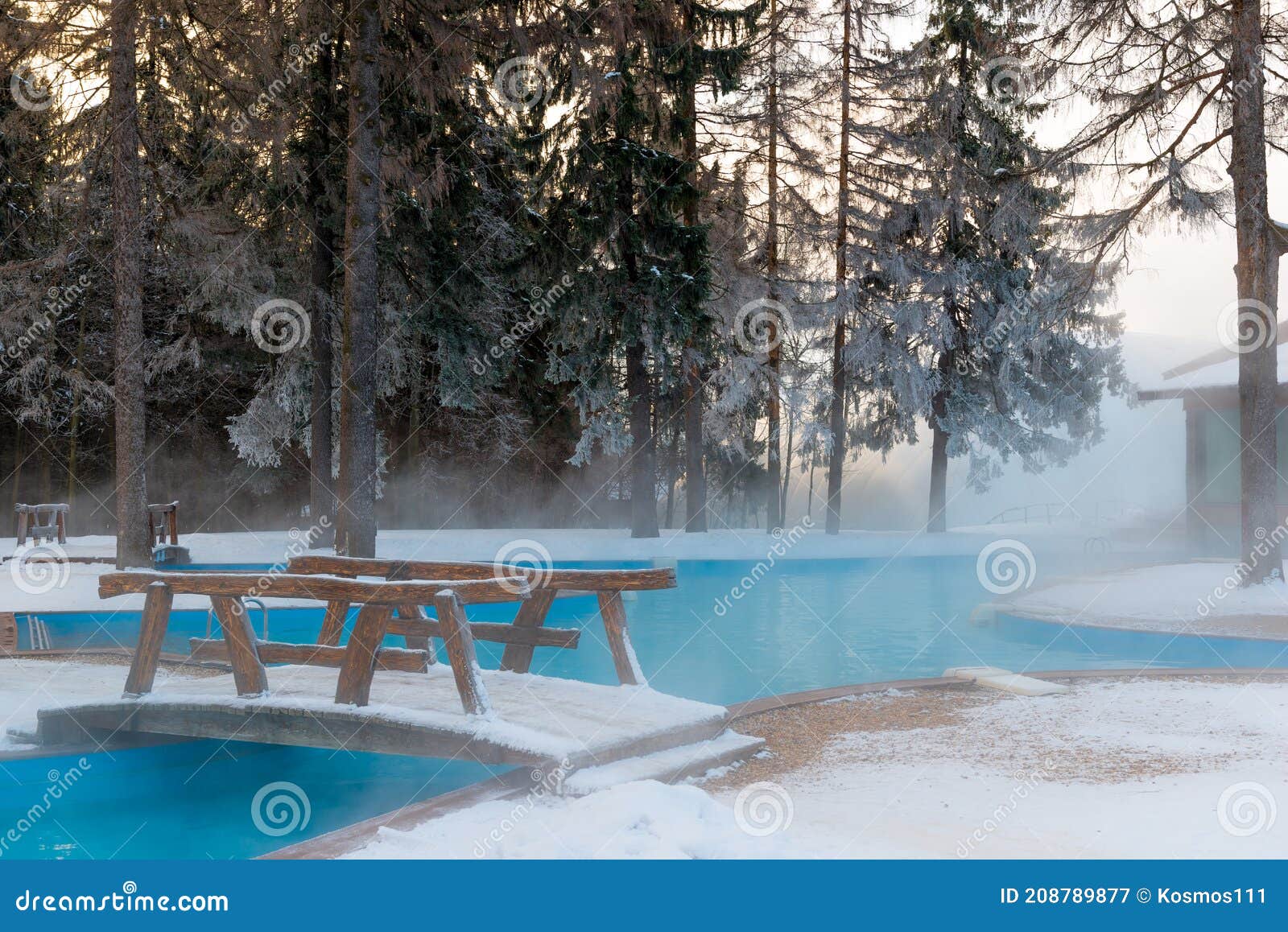 Open-air Swimming Pool with Warm Water Stock Image - Image of snow ...