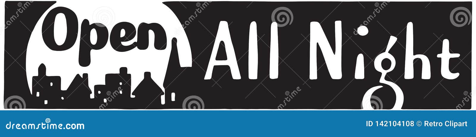 Open All Night stock illustration. Illustration of drawings - 142104108