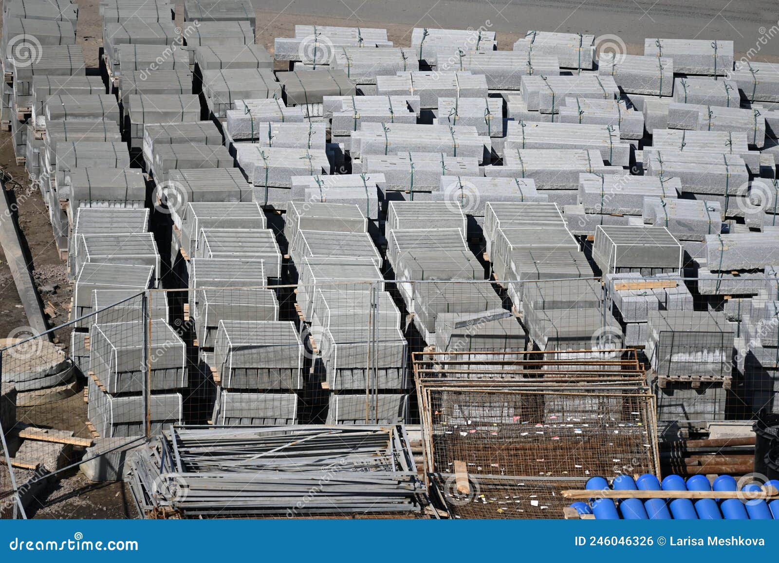An Open Area for Storing Construction Materials for Laying a Highway ...