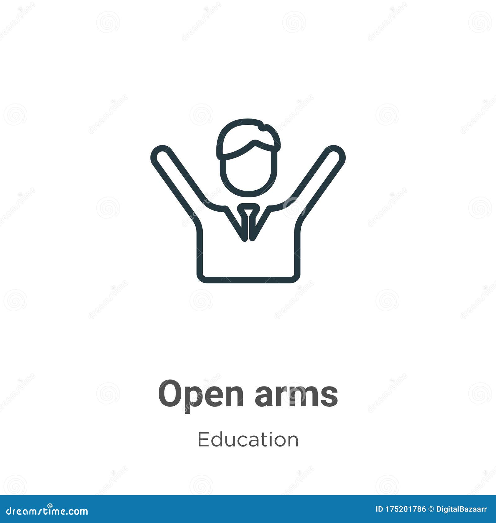 Open Arms Outline Vector Icon. Thin Line Black Open Arms Icon, Flat ...