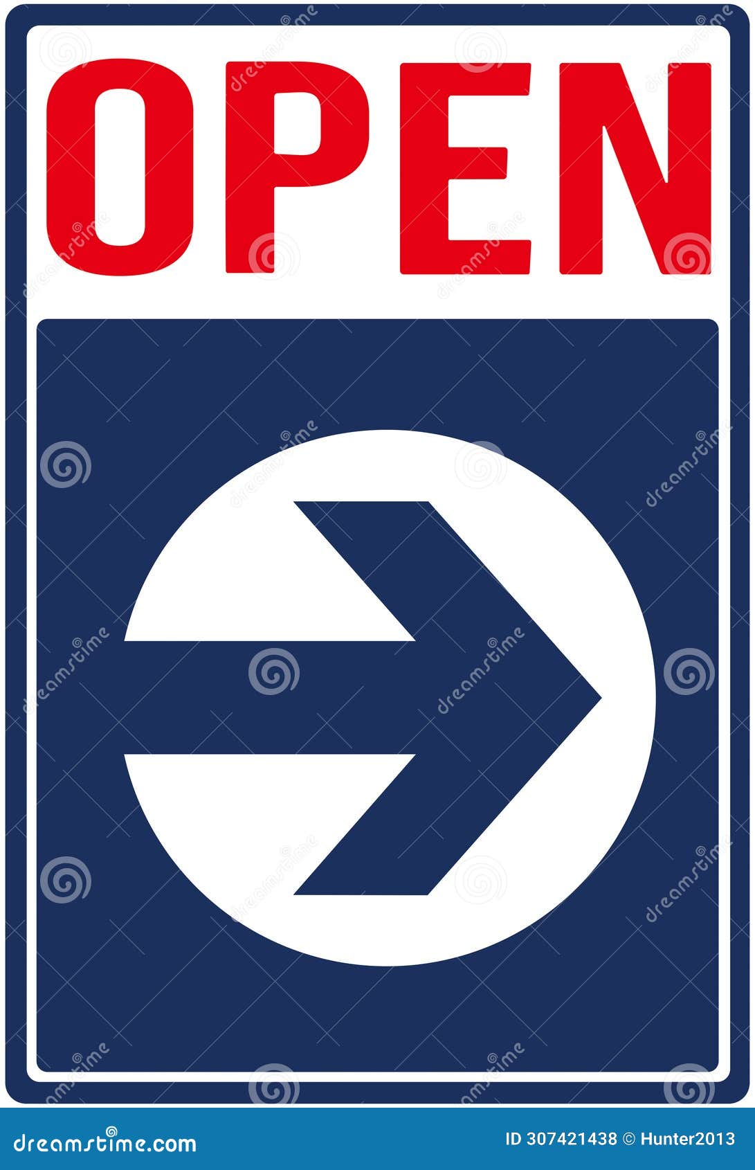 Sign saying : open stock illustration. Illustration of blue - 307421438