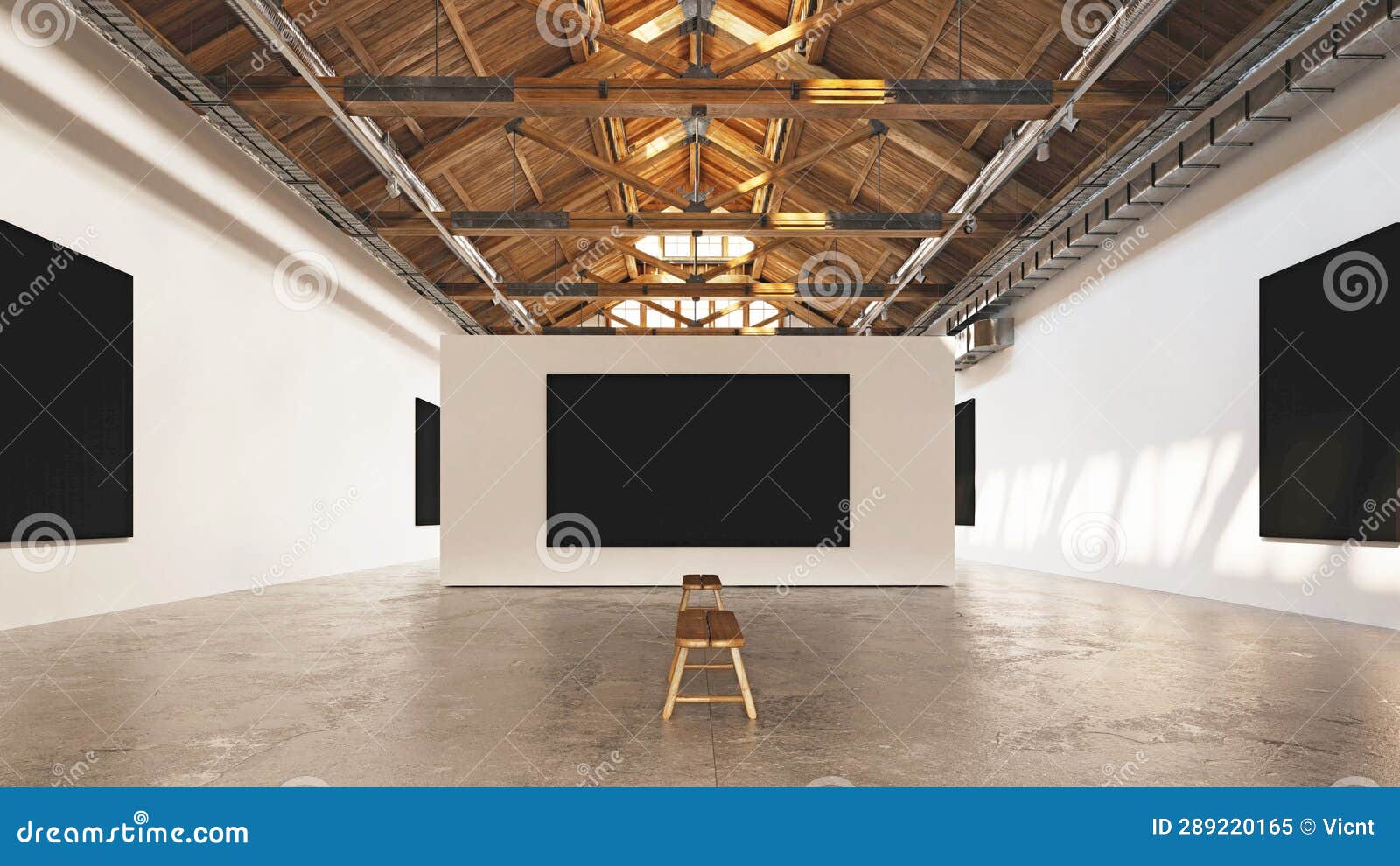 Open Art Space Interior White Design. Stock Illustration - Illustration ...