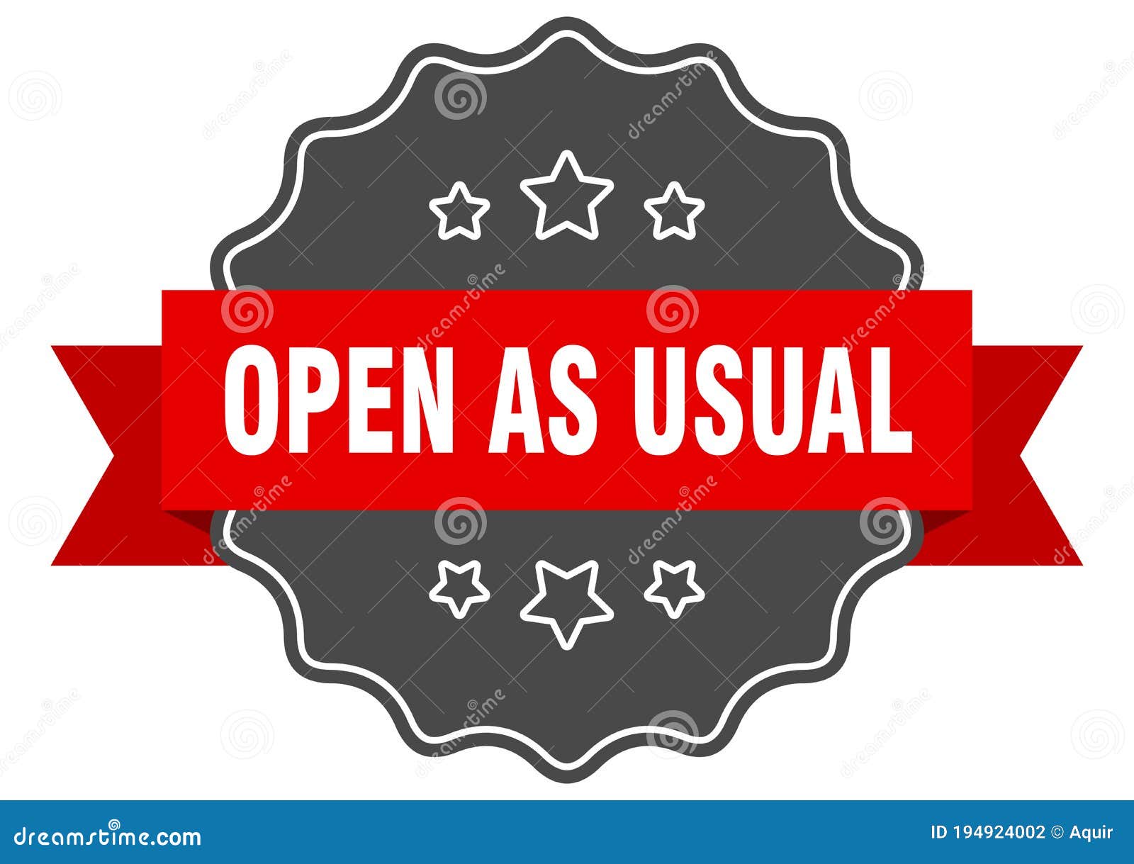 Open As Usual Label. Open As Usual Isolated Seal. Sticker. Sign Stock ...