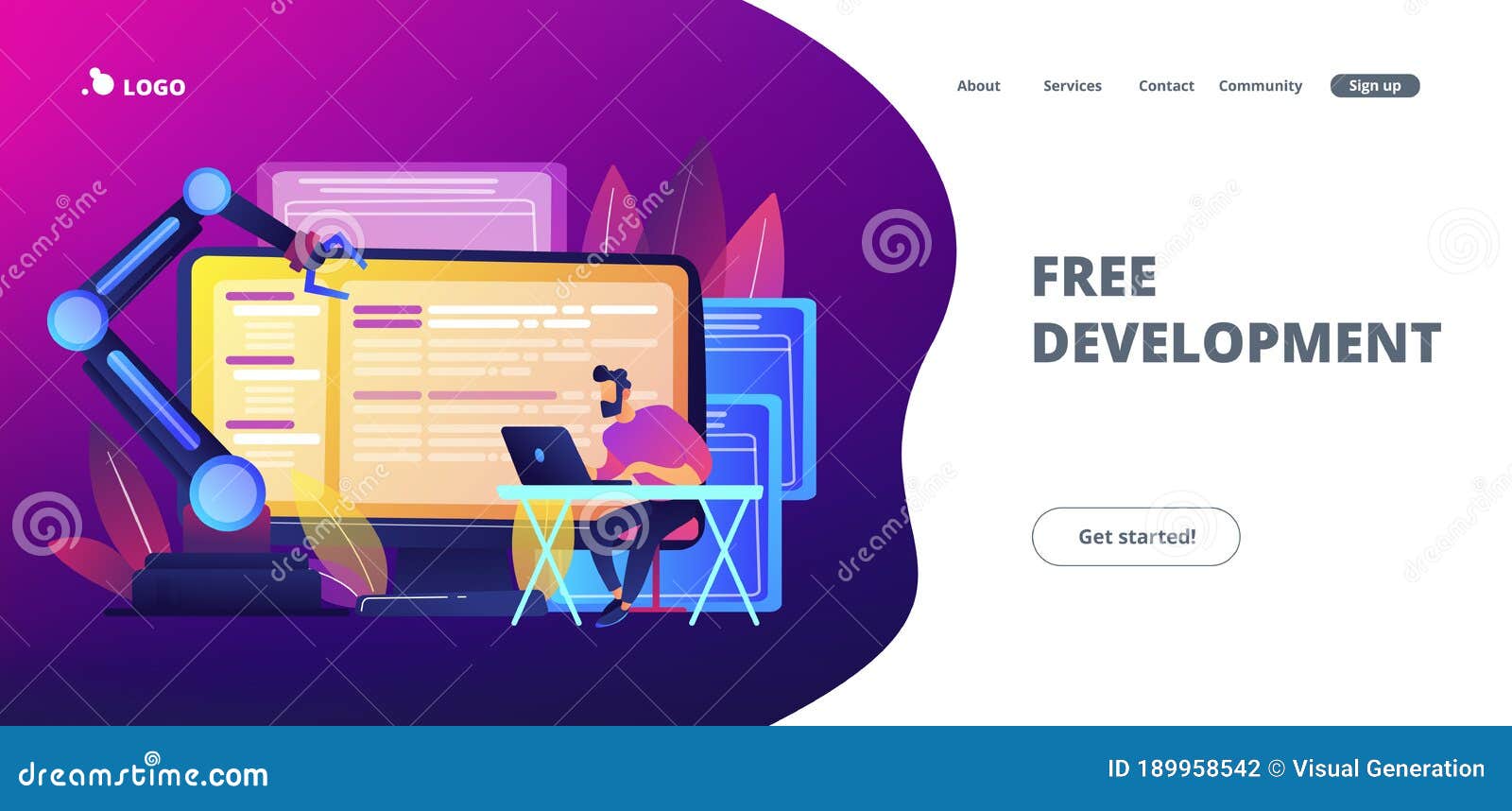 Open Automation Architecture Concept Landing Page Stock Vector Illustration Of Cartoon