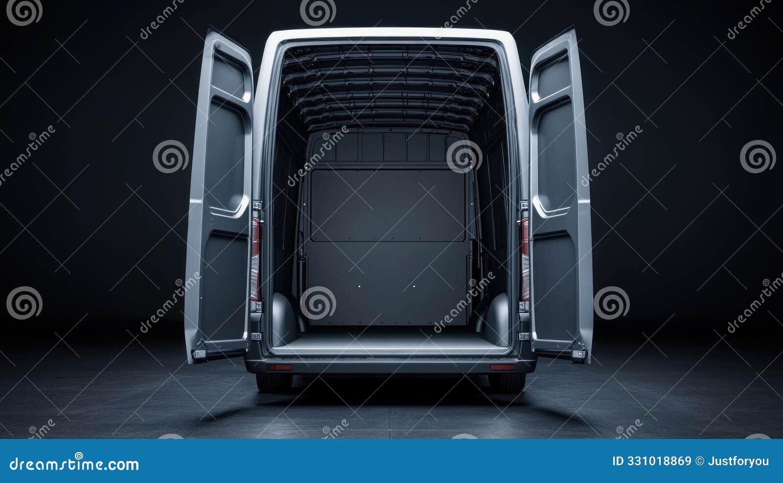 Open Back Doors of an Empty Cargo Van Stock Illustration - Illustration ...