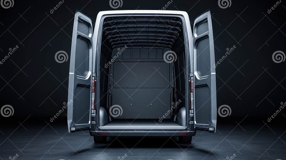 Open Back Doors of an Empty Cargo Van Stock Illustration - Illustration ...