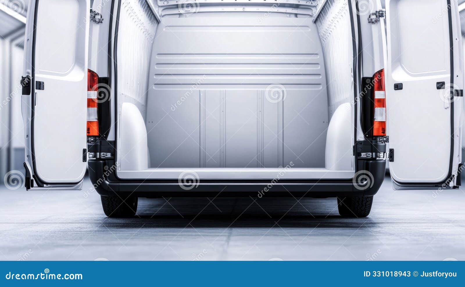 Open Back Doors of an Empty Cargo Van Stock Illustration - Illustration ...