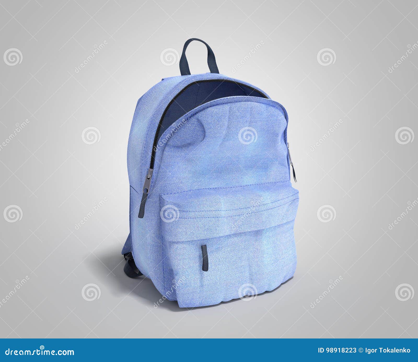 Open Backpack Bag School 3d Render on Grey Stock Illustration ...