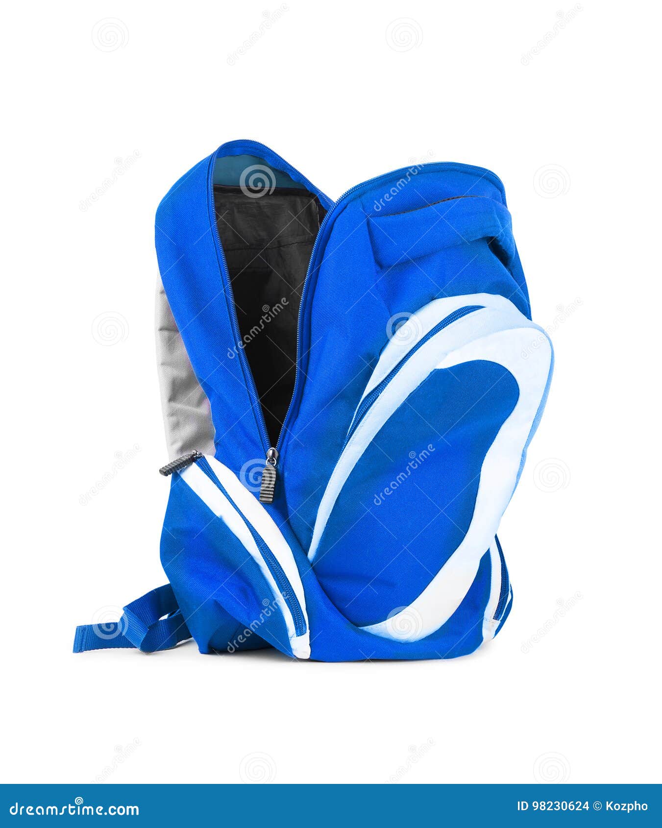 Open Backpack Isolated on a White Background Stock Photo - Image of ...