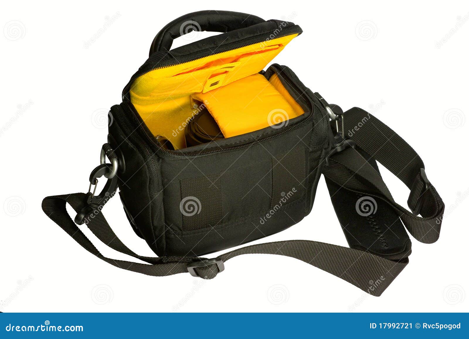 Open bag with camera stock image. Image of case, camera - 17992721