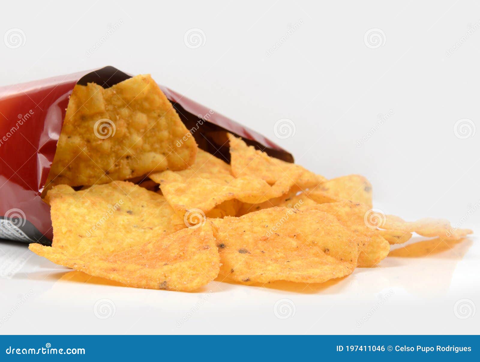 Open Bag of Crisps in a White Back Ground Stock Photo - Image of ...