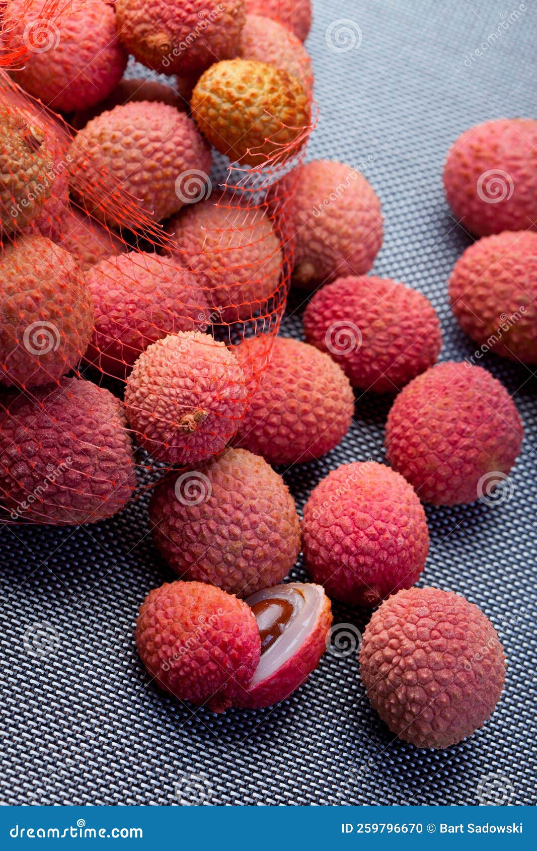 Open Bag of Lychee on Metallic Surface Stock Photo - Image of tropical ...