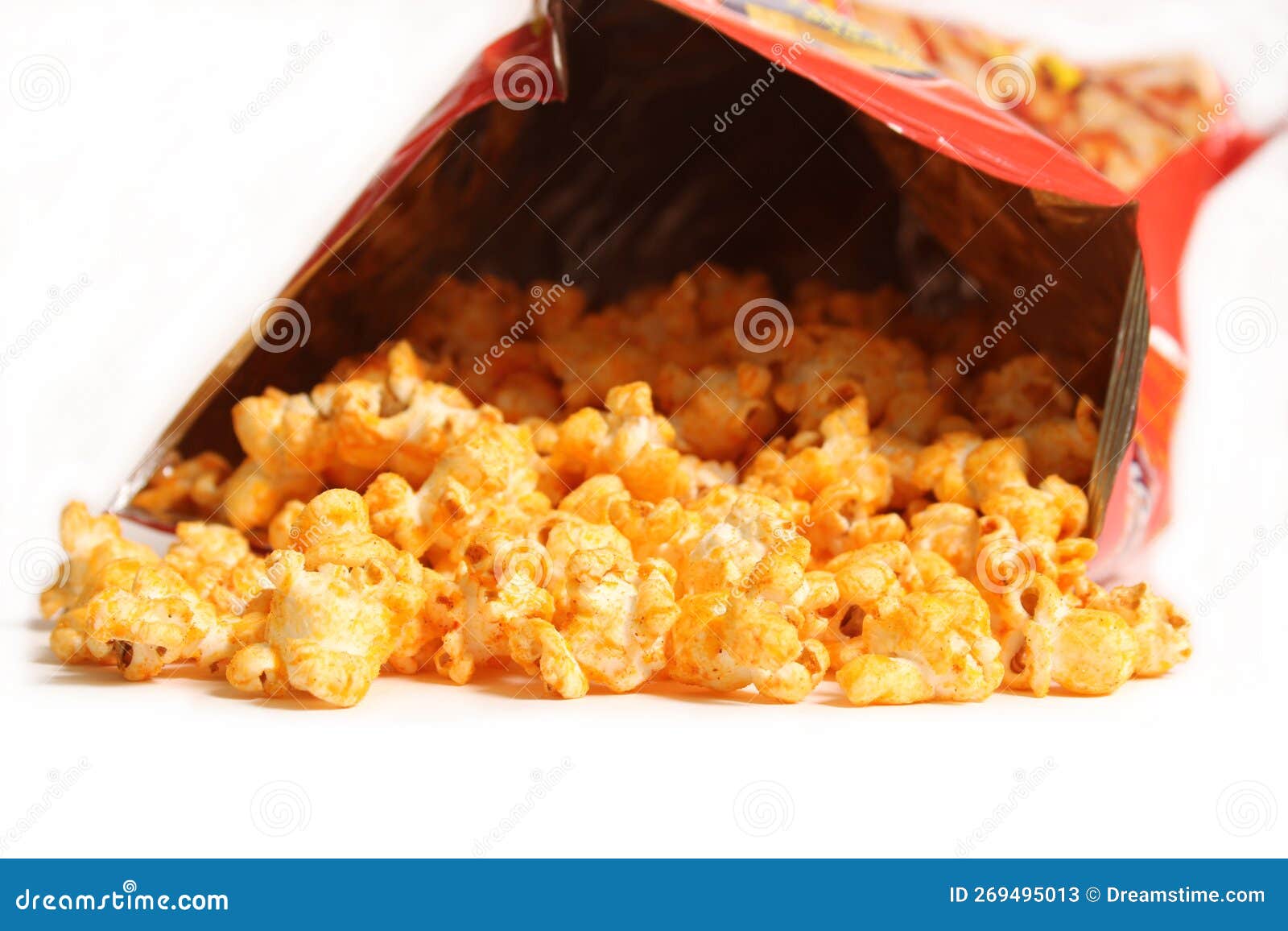 Open Bag of Seasoned Popcorn Isolated on White Background Stock Image ...