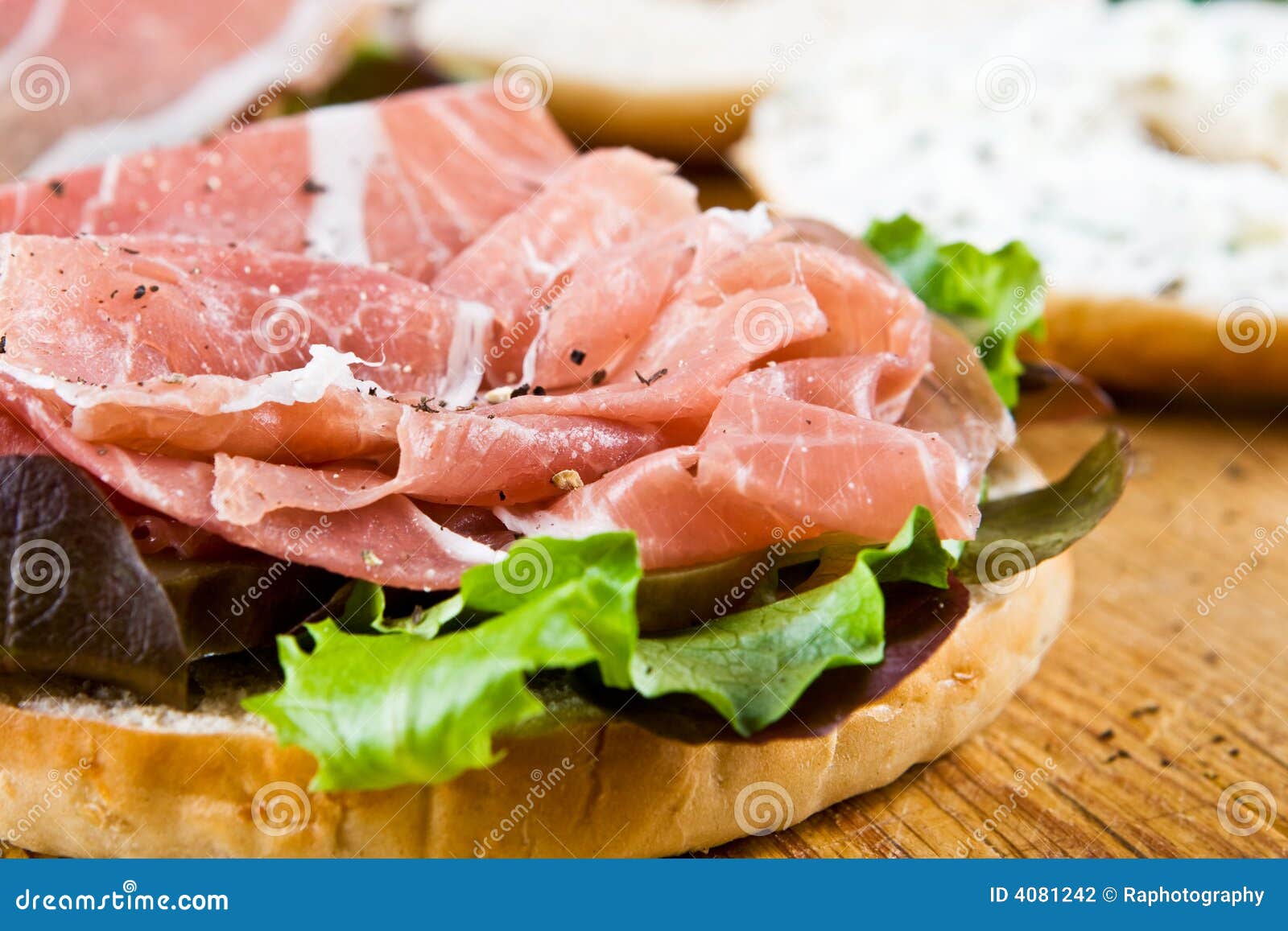An open bagel sandwich stock photo. Image of fast, health - 4081242