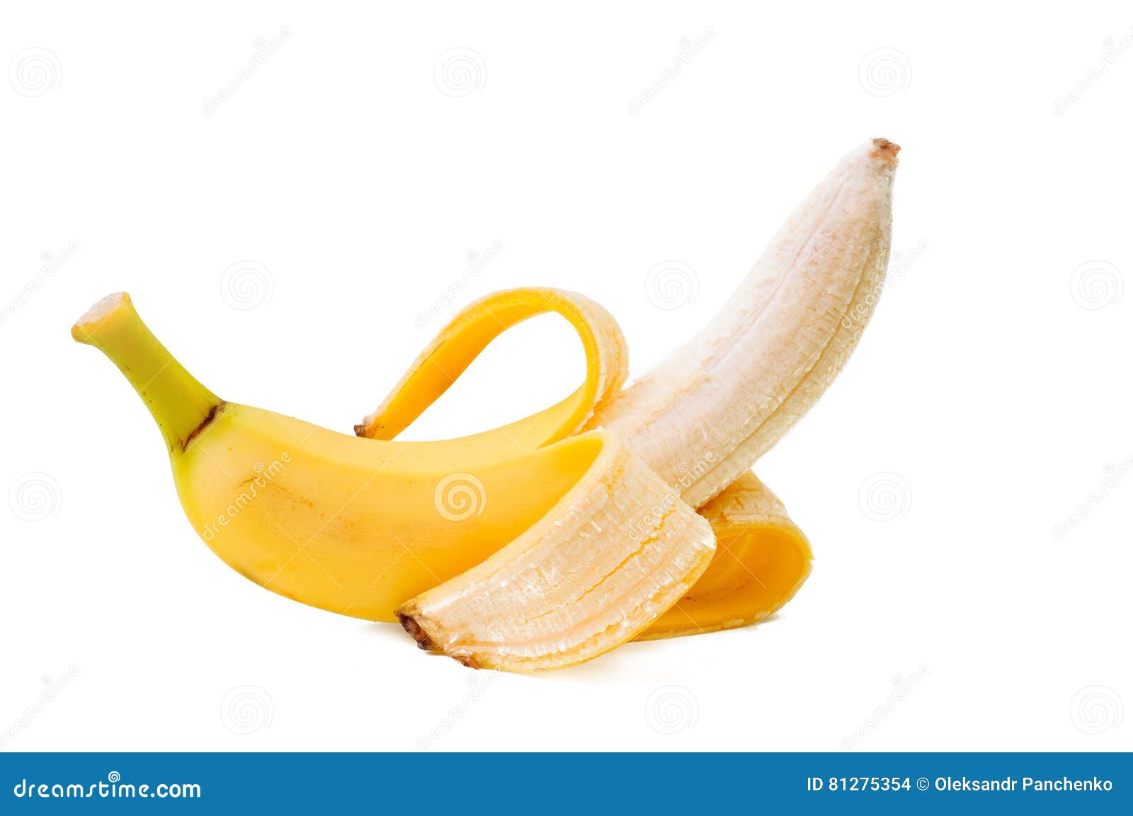Open Banana Isolated on White Background Stock Photo - Image of vitamin ...
