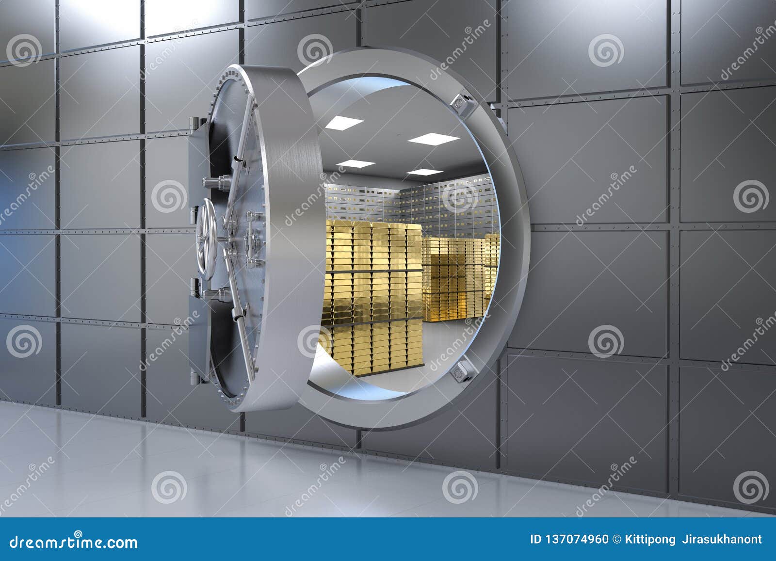 Open bank vault stock photo. Image of golden, room, door - 137074960