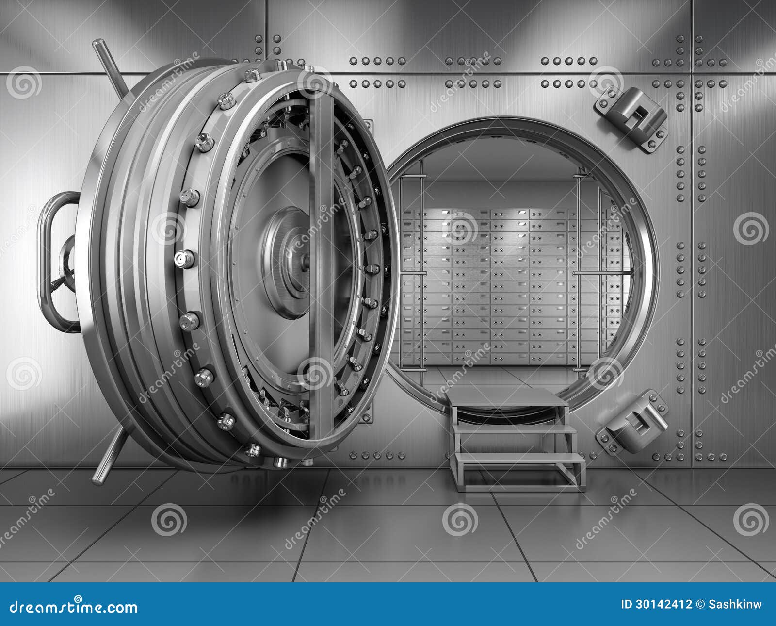 Open Bank Vault Door stock illustration. Illustration of secure - 30142412