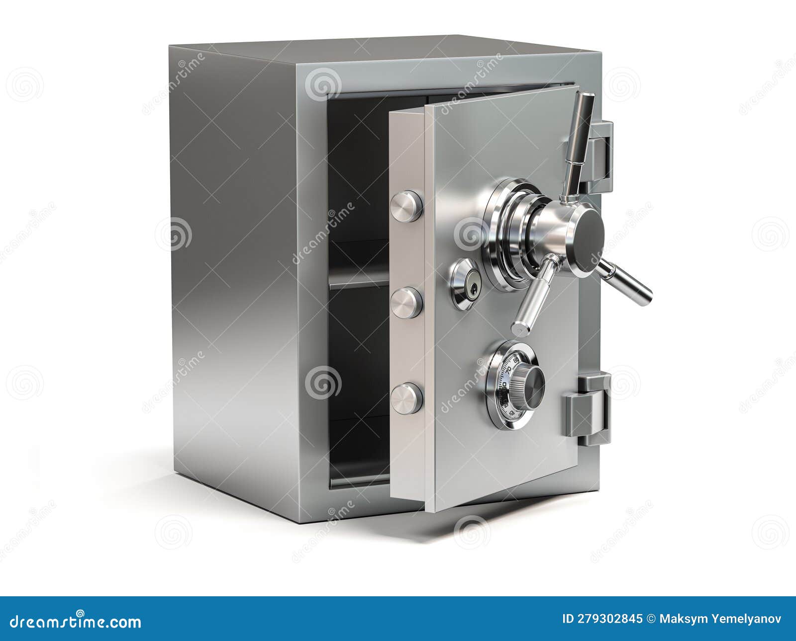 Open Bank Vault Safe Isolated on White. Security and Protection Stock ...