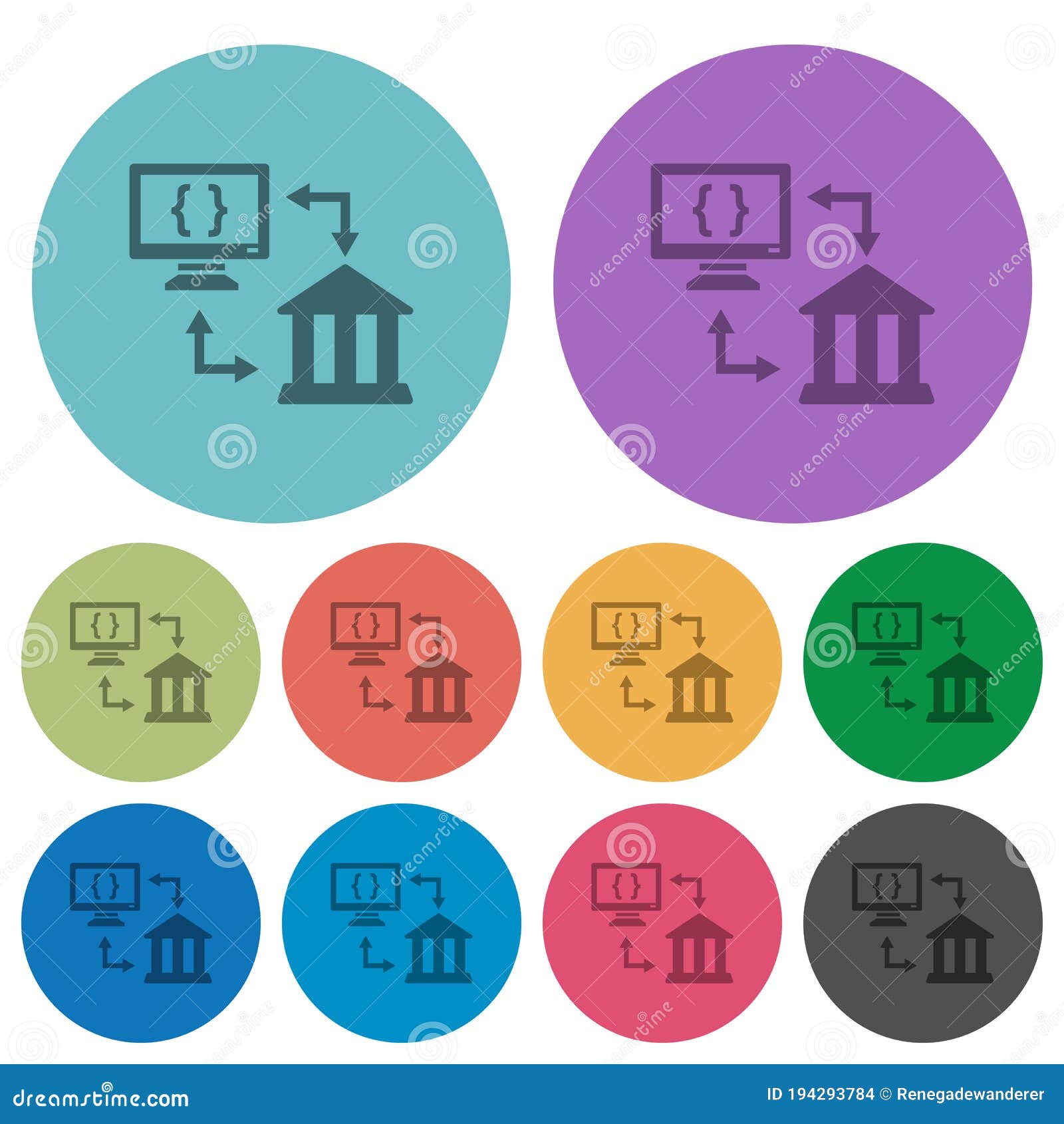 Open Banking API Color Darker Flat Icons Stock Vector - Illustration of ...