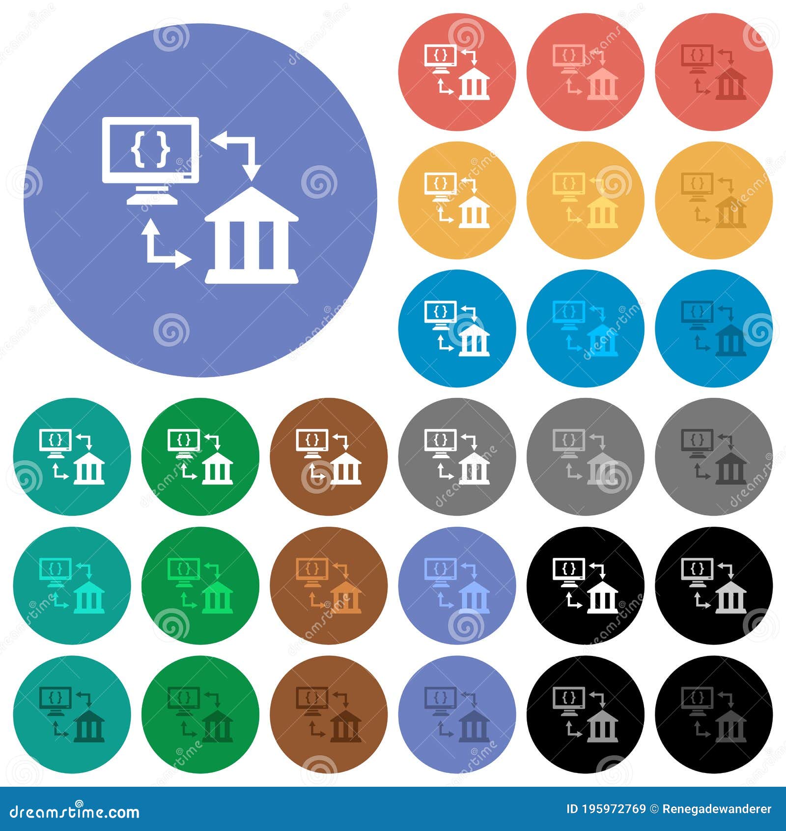 Open Banking API Round Flat Multi Colored Icons Stock Vector ...