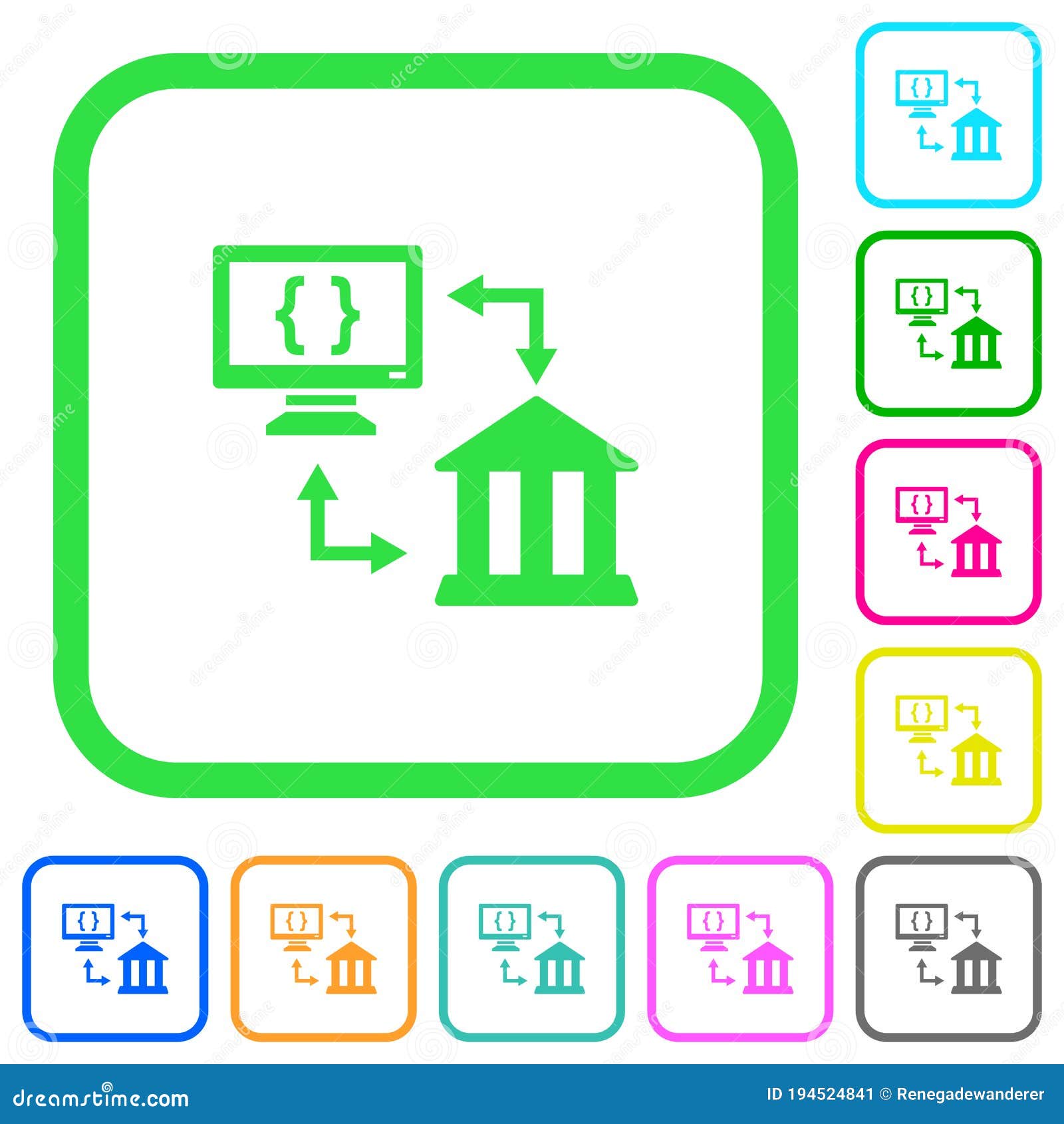 Open Banking API Vivid Colored Flat Icons Stock Vector - Illustration ...