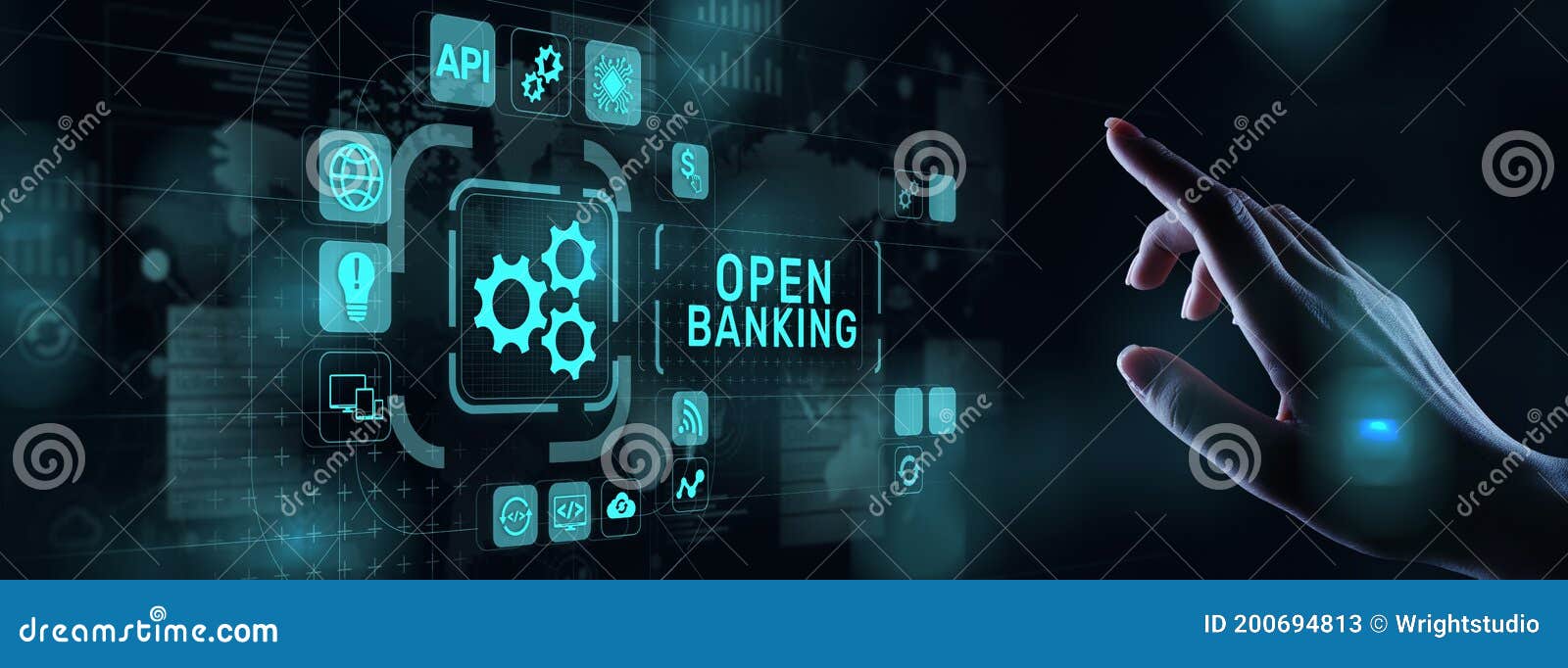 Open Banking Financial Technology Fintech Concept on Virtual Screen ...