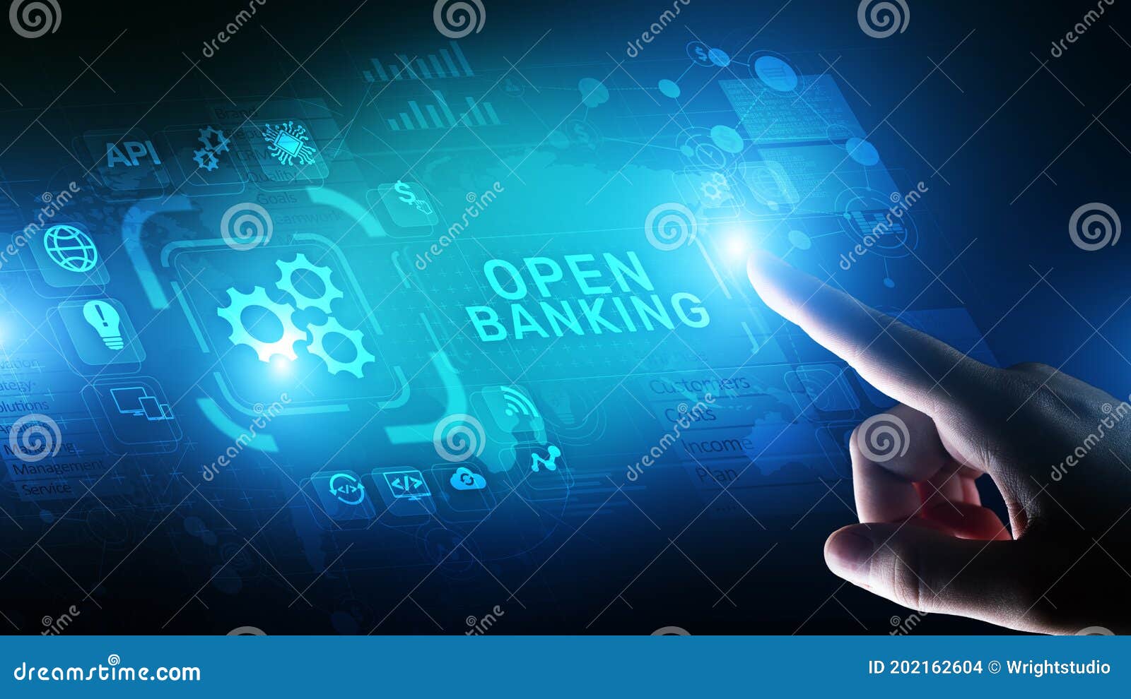 Open Banking Financial Technology Fintech Concept on Virtual Screen ...