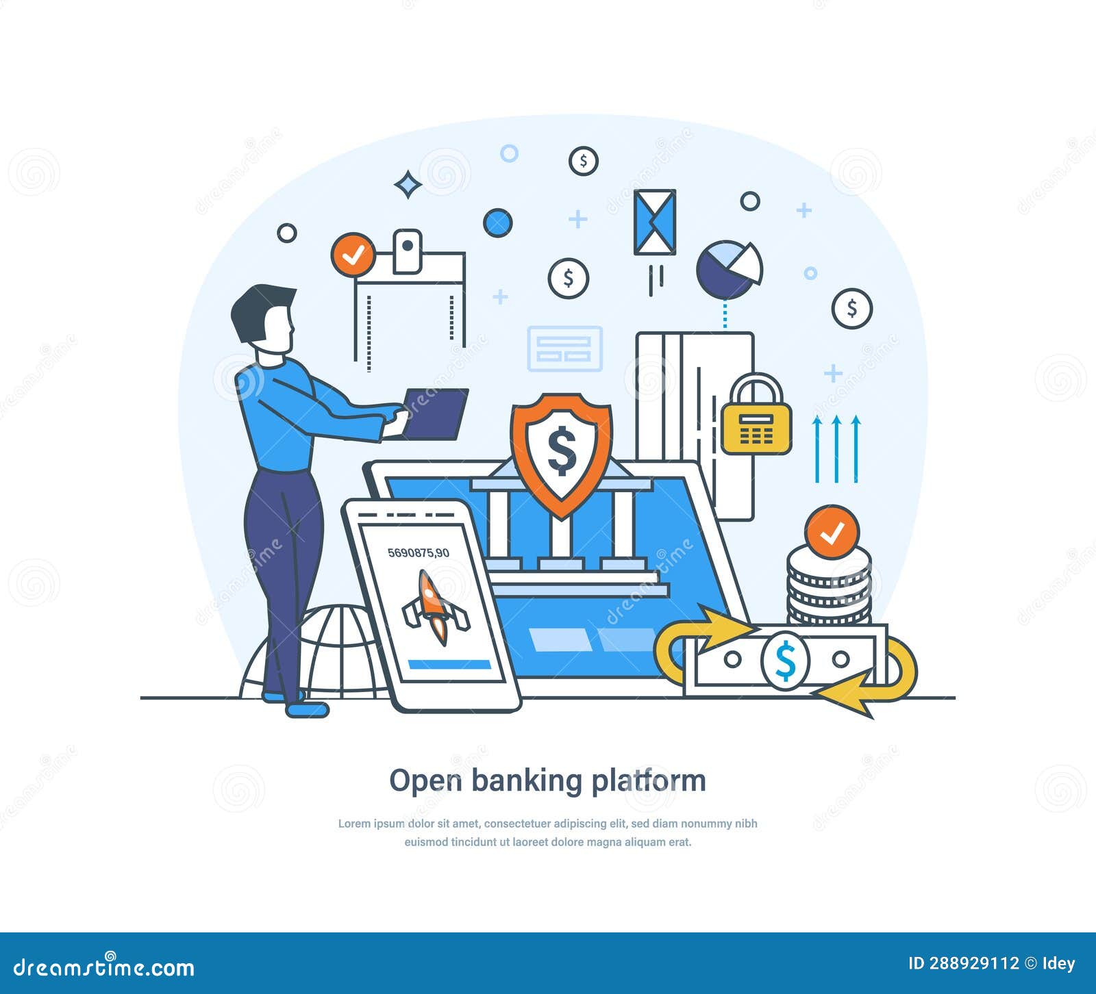 Open Banking Platform Online Payment Protection System Concept Stock ...
