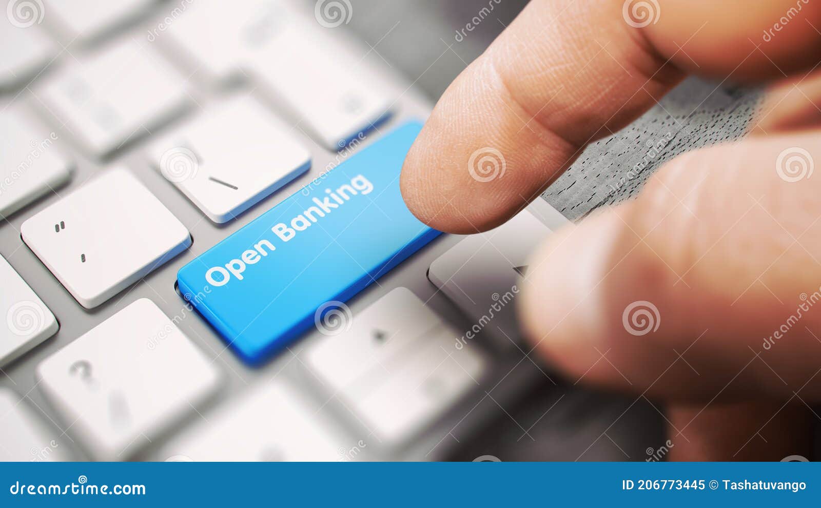 Open Banking - Text on the Blue Keyboard Button. 3D. Stock Illustration ...