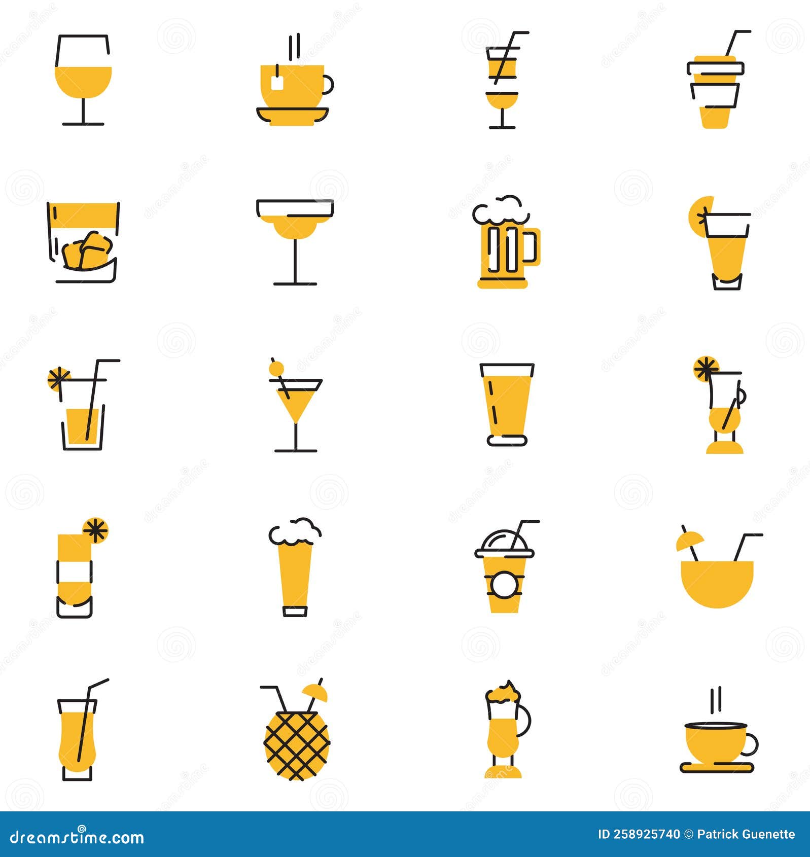 Open Bar drinks, icon stock vector. Illustration of object - 258925740