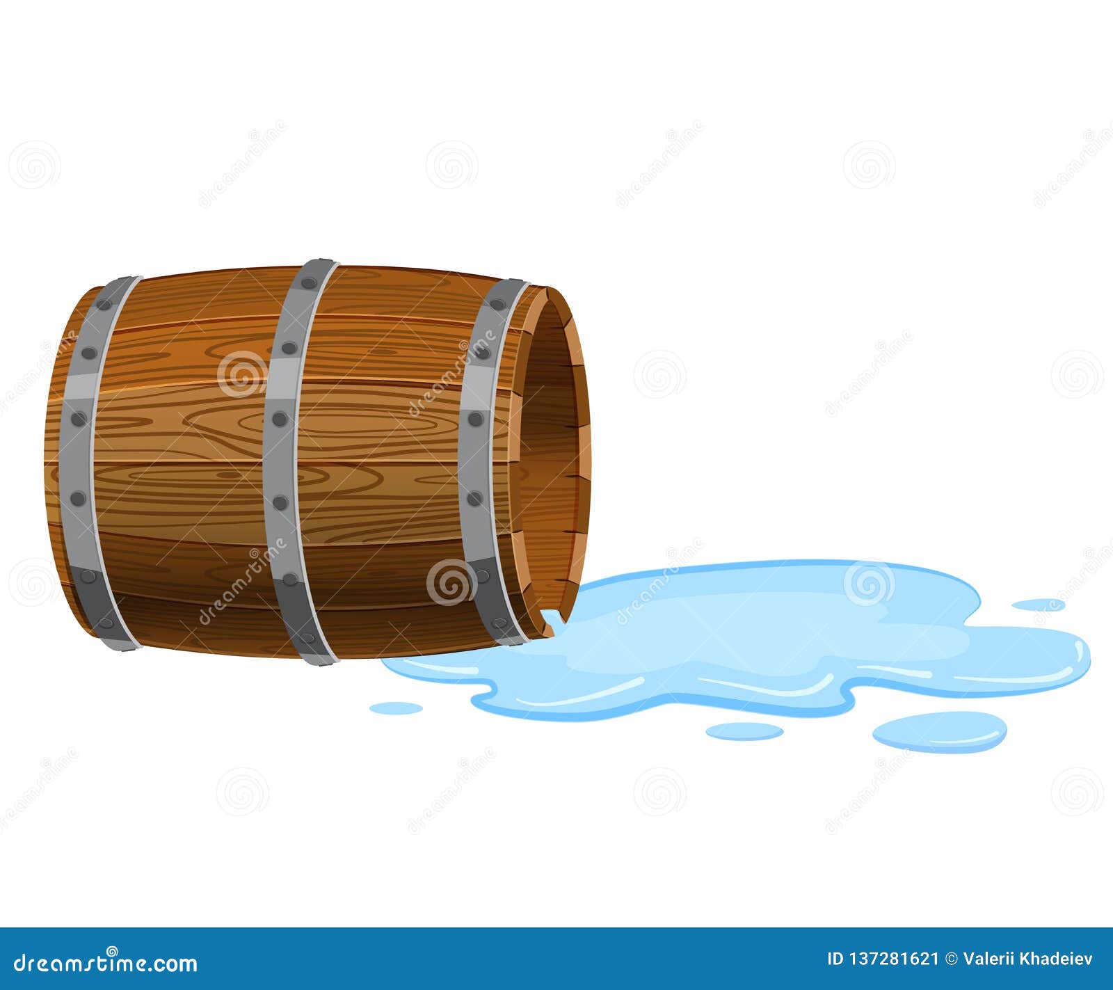 Open Barrel Lying on the Ground, Empty with Spilled Liquid, Puddle ...