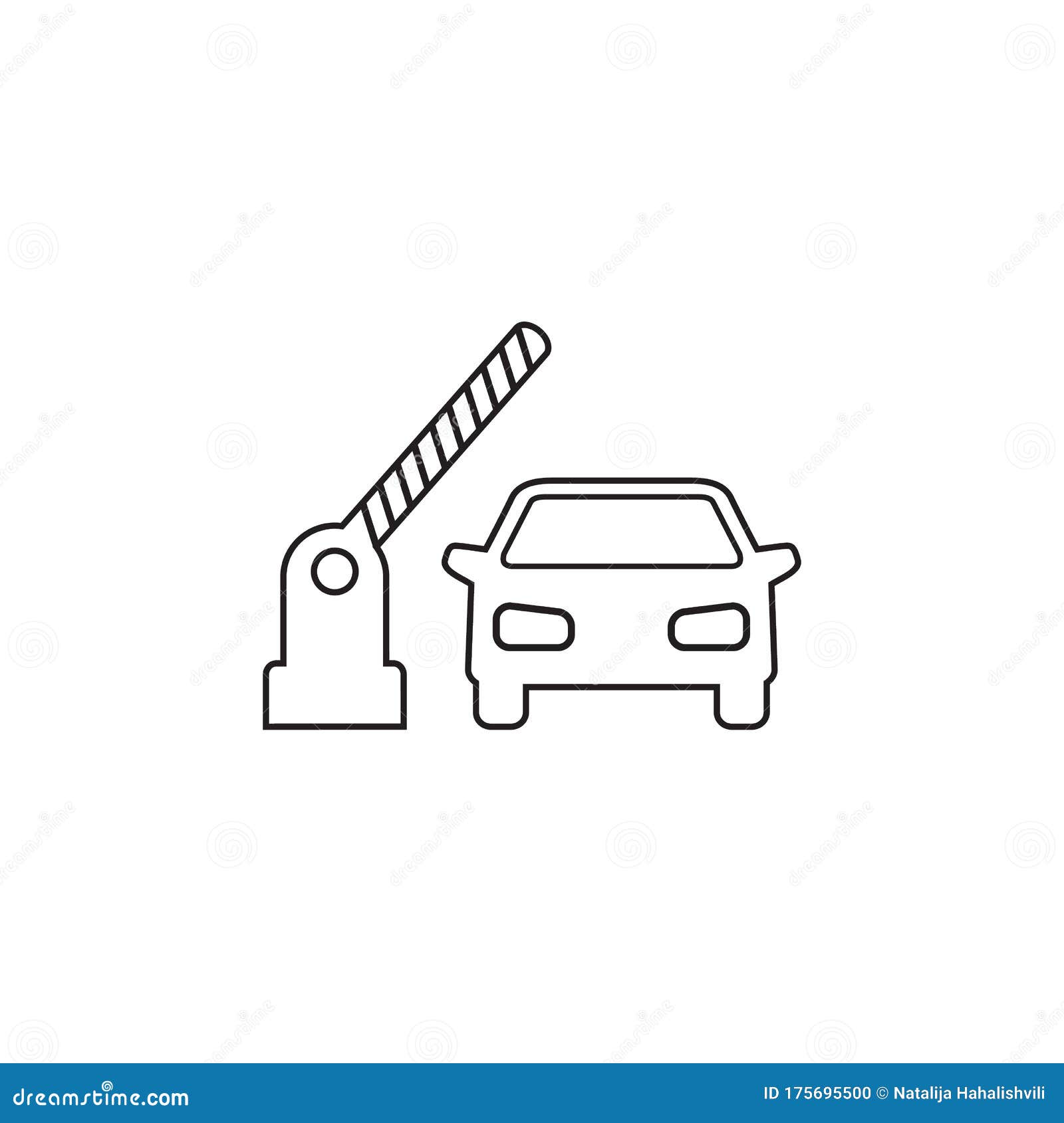 Open Barrier, Car Vector Line Icon on White Stock Vector - Illustration ...
